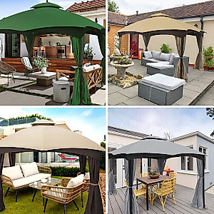 ontheway Replacement Canopy Top for Lowe's Allen Roth 10X12ft Gazebo #GF-12S004B-1 (Khaki)