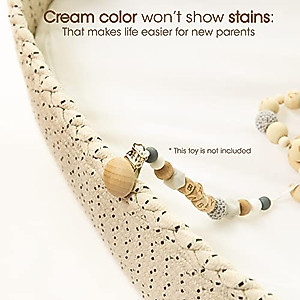 J&JOO Baby Changing Basket - Raised Side Foam Pad with Wipeable Waterproof Pad Cover, Built-in Security Strap, Handmade, Moses Basket Changing Table Topper Changing Pad