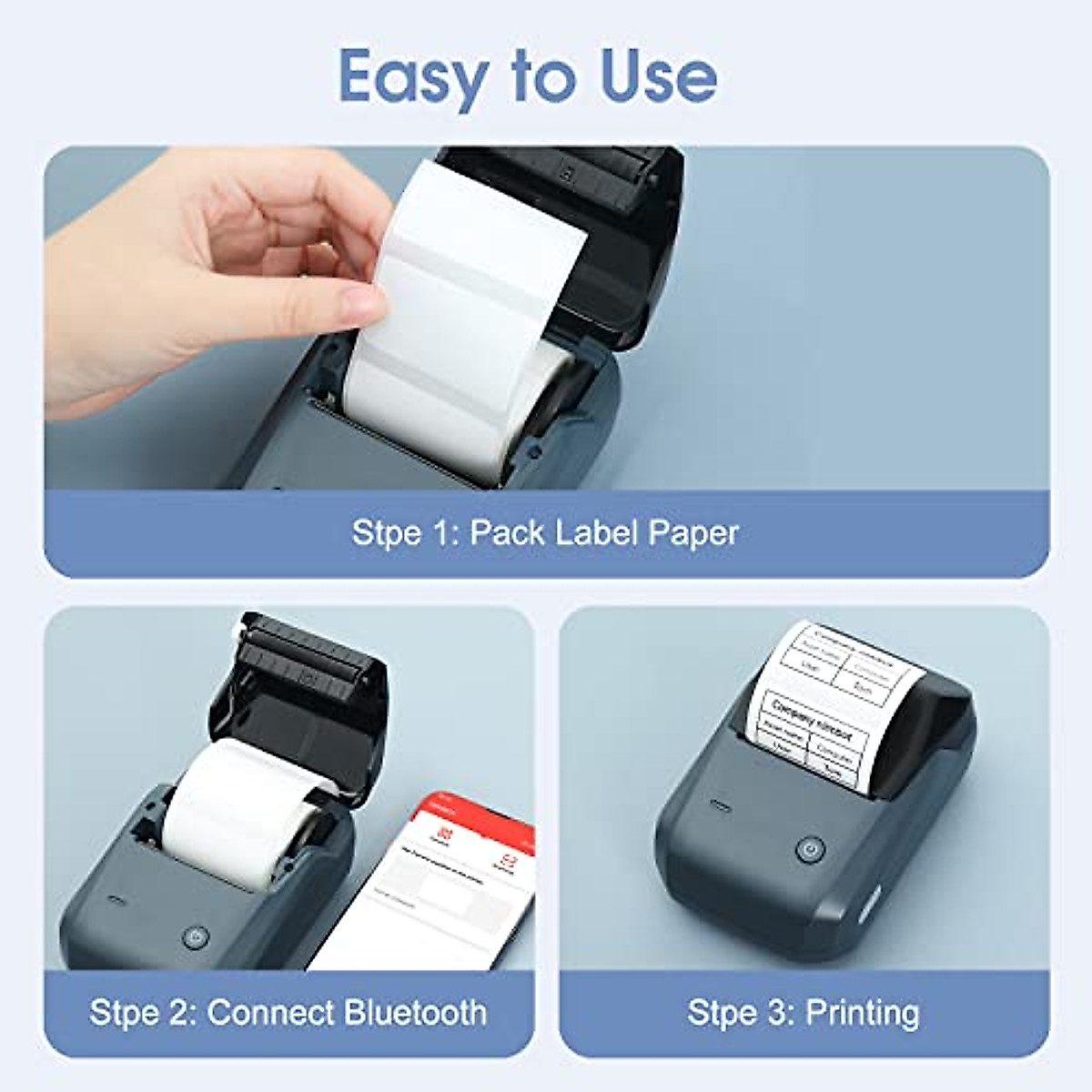 NIIMBOT B1 Label Makers, 2 Inch Bluetooth Label Maker with Auto Identification, Portable Label Printer Easy to Use for Office, Home, Business (with 1.96x1.18 inch Label Tape)