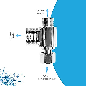 GenieBidet 3/8 X 3/8 X 1/2 Inch T-Connector for Bidet | Connect to 3/8 Water Supply at the wall Instead of 7/8 Toilet Tank Inlet | This Bidet T Connector uses 1/2 Water Supply to the Bidet