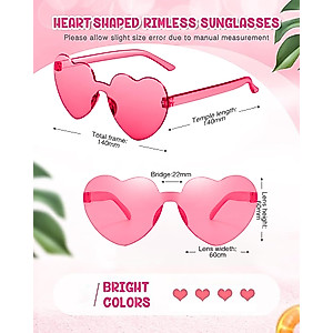 Chicpop Heart Shaped Sunglasses Candy Color Rimless Fun Heart Sunglasses for Women Men Party Favors