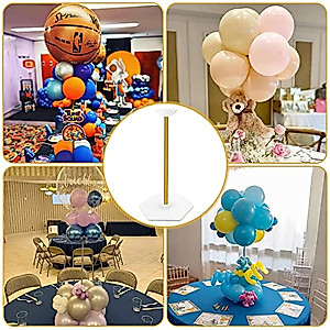 TEKXYZ Gold Balloon Stand Set of 2, 1 to 5.25 Ft Adjustable Metal Balloon Column for both Floor Stand and Table Centerpieces