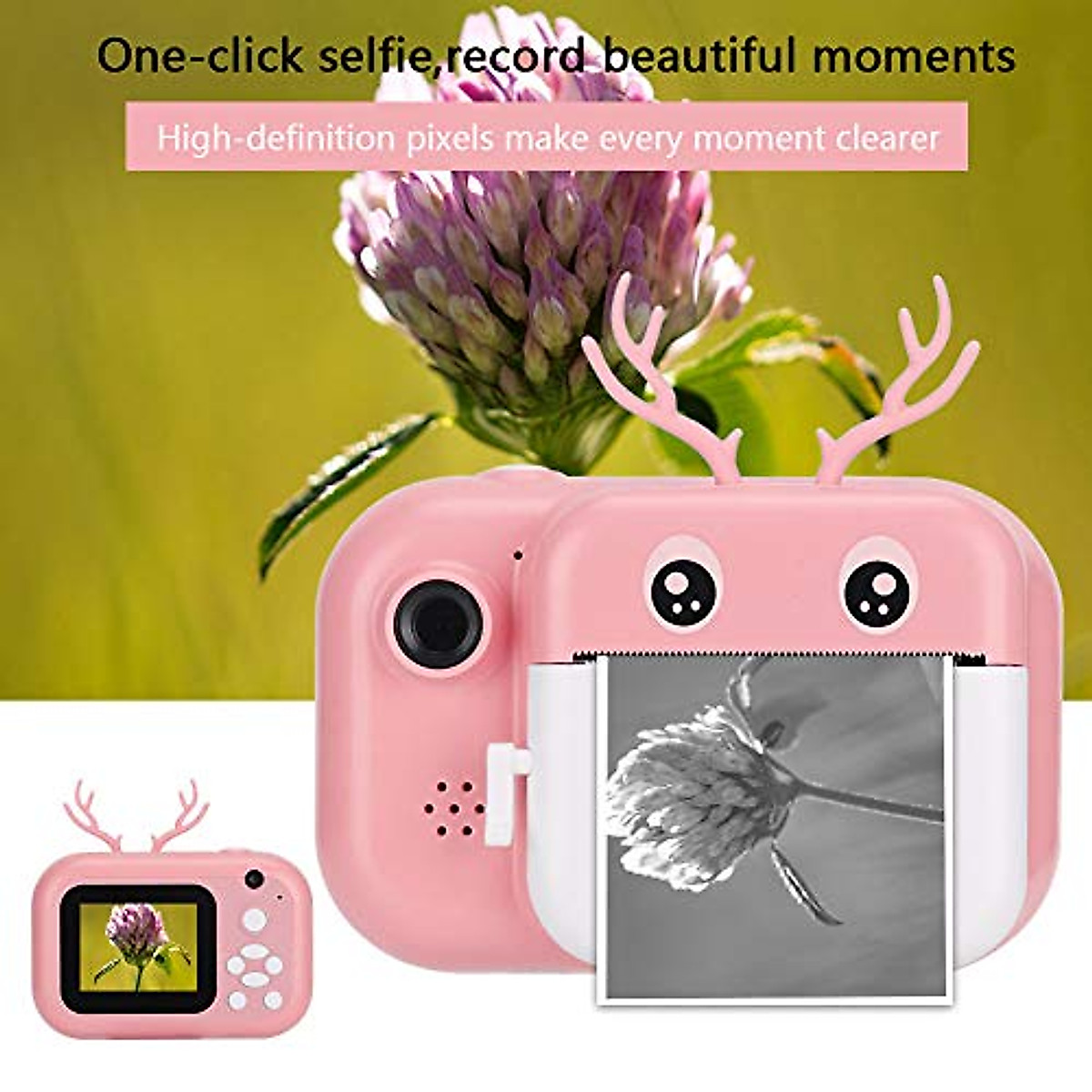 Agatige Print Camera for Kids, Children's Digital Zero Ink Video Camera Portable Thermal 1080P Twin Lens with 2.4in Screen 16G Toys Instant Camera Gift for 3-12 Years Old Kids(Pink)