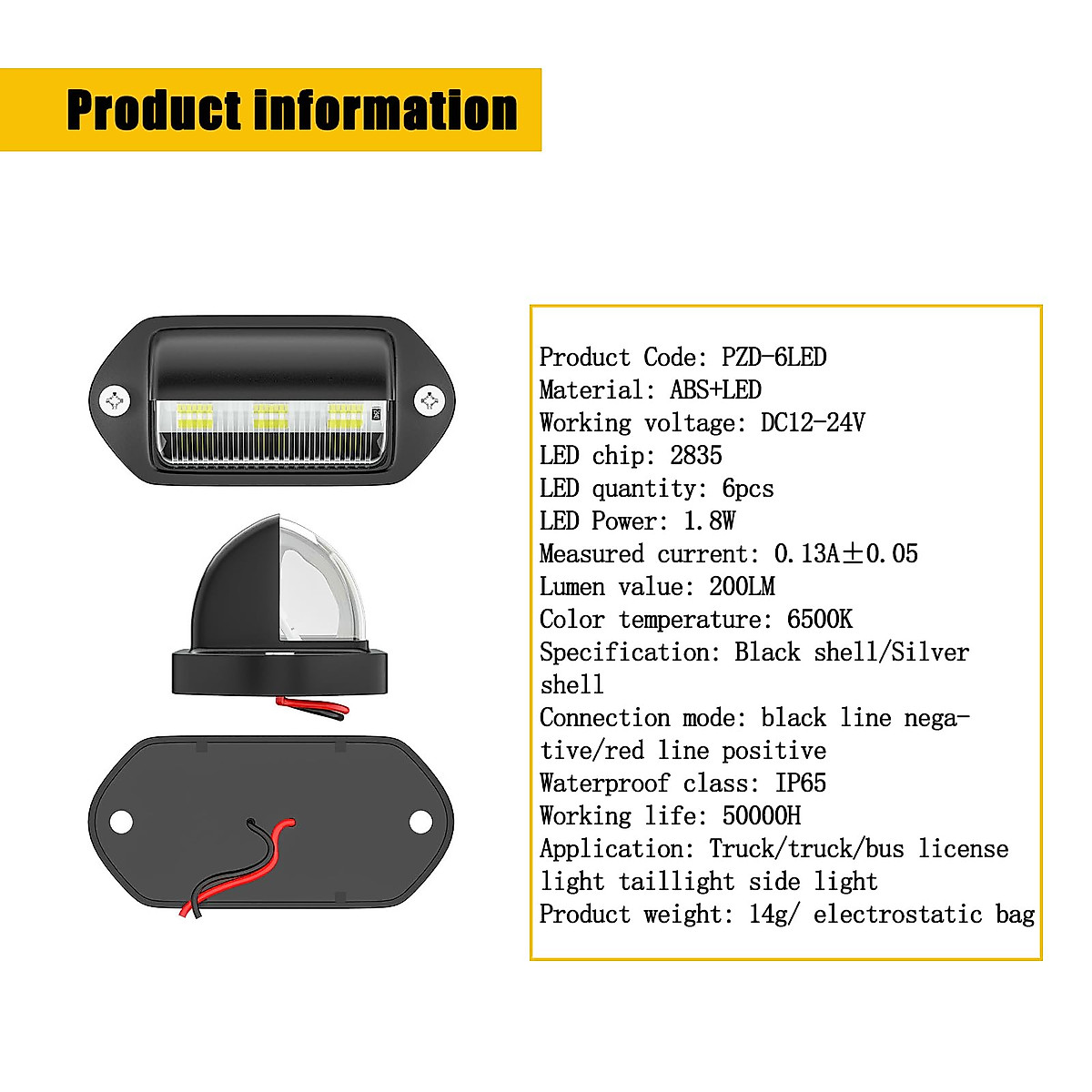 QODOLSI Pack-2 Car Tail Lights, Led License Plate Lights, Waterproof Trunk Light Bulbs, ABS Side Marker Lights, Auto Bulb Replacements, Universal for Most Cars, Trucks, Vans (Black)