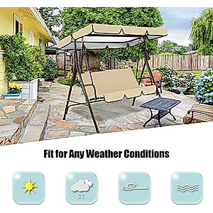 KFJZGZZ Replacement Canopy for Swing Seat, Swing Canopy Cover 3 Seater, Patio Hammock Cover, Outdoor UV Proof Waterproof Swing Seat Cover - Cover Only