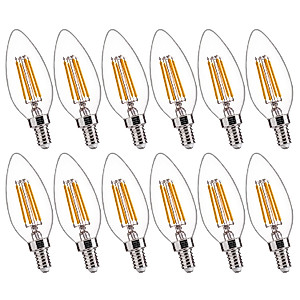FLSNT B11 E12 LED Candelabra Bulbs 60W Equivalent, Dimmable LED Candle Light Bulbs, 2700K Soft White (Warm Light), Pack of 12