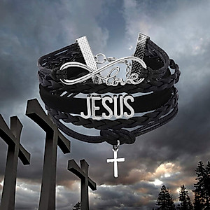 HOLLP Infinity Love JESUS Cross Bracelet Jesus Prayer Jewelry Religious Jewelry Christian Gift (JESUS Bracelet)