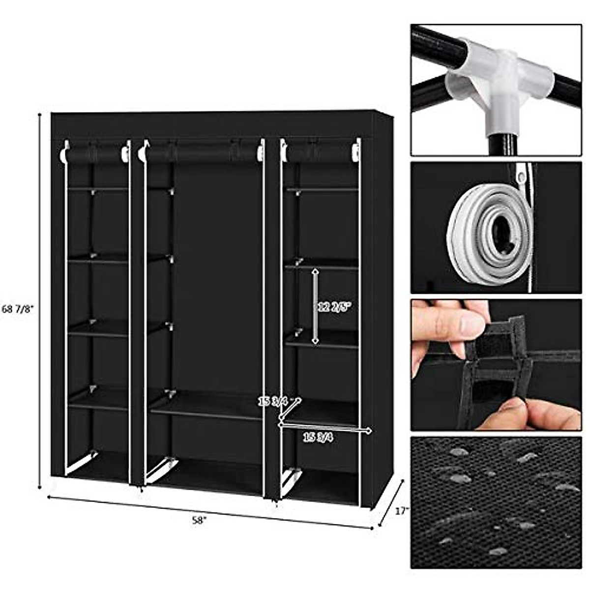USAStock 150X45X17 Storage Closet Clothes Portable Storage Closet Portable Closet Organizer Portable Closets Closet Organizer Shelf Clothes Organizer Standing Closet