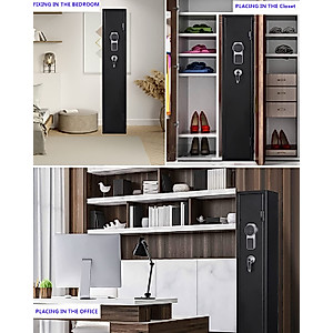 KAER Gun Safes Rifle Digital Quick Access Firearm Safe with 180-Degree Full Access Door and Removable Shelf for 2 Home Rifles with Pistols Rack