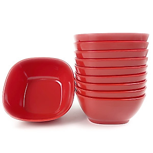 EWEIGEER 4.4-inch Melamine Dessert Bowl Kids Plastic Bowls,Small Bowl For Ice Cream Snacks Rice Salad Soup Cereal.Set of 10(Red)