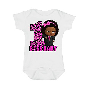 Boss Girl 1st Birthday Tutu Outfit For One Year Old Baby Girl 1 - Leopard Print and Pink (12M)