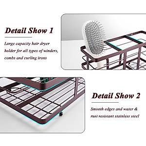 YIGII Hair Dryer Organizer - 4 Compartment Bathroom Countertop Stand, Heat-Resistant, Easy to Install, White