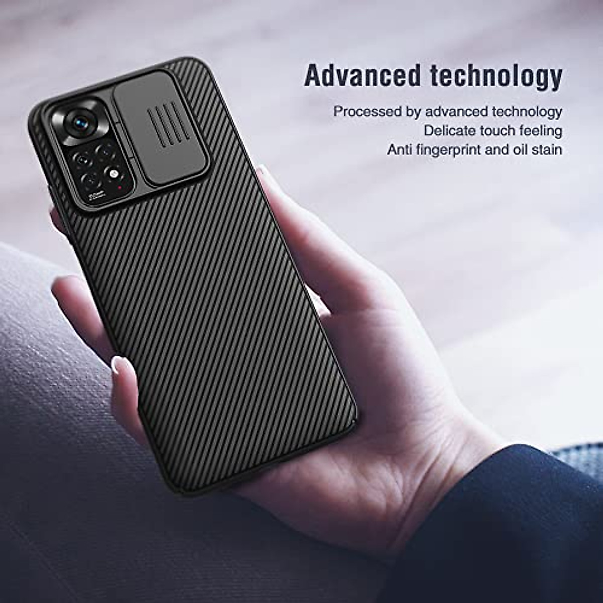 XiaoMi RedMi Note 11 (4G) Case with Camera Cover,Slim Fit Thin Polycarbonate Protective Shockproof Cover with Slide Camera Cover, Upgraded Case for XiaoMi RedMi Note 11 (4G) (Black)