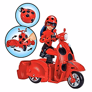 Miraculous Switch N Go Scooter with Exclusive 10.5” Ladybug Lucky Charms Fashion Doll and Accessories