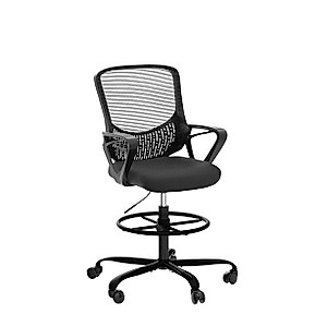Tall Office Chair, Drafting Chair, Standing Desk Chair, High Adjustable Office Mesh Chair, Ergonomic Counter Height Computer Rolling Chair with Armrests and Foot-Ring for Bar Height Desk