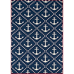 Momeni Rugs Baja Collection Contemporary Indoor Outdoor Area Rug, 3'11" x 5'7", Navy Blue