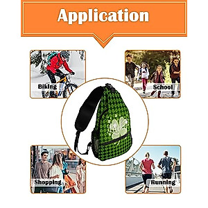 Sling Backpack, St. Patrick's Day Lucky Shamrocks Green Clovers Waterproof Lightweight Small Sling Bag, Travel Chest Bag Crossbody Shoulder Bag Hiking Daypack for Women Men