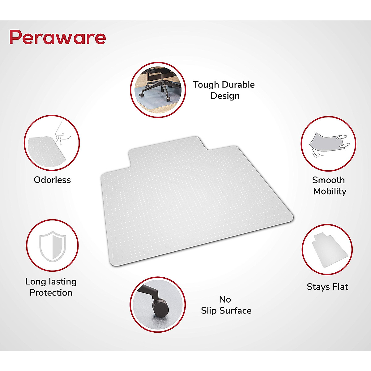 Peraware Heavy Duty Chair Mat for Hardwood Floors – Premium Chair Mat for Hardfloors – 36 x 48-inch Mat for Office Chair – 1/8-inch Thick and Durable – Non-Slip Surface -