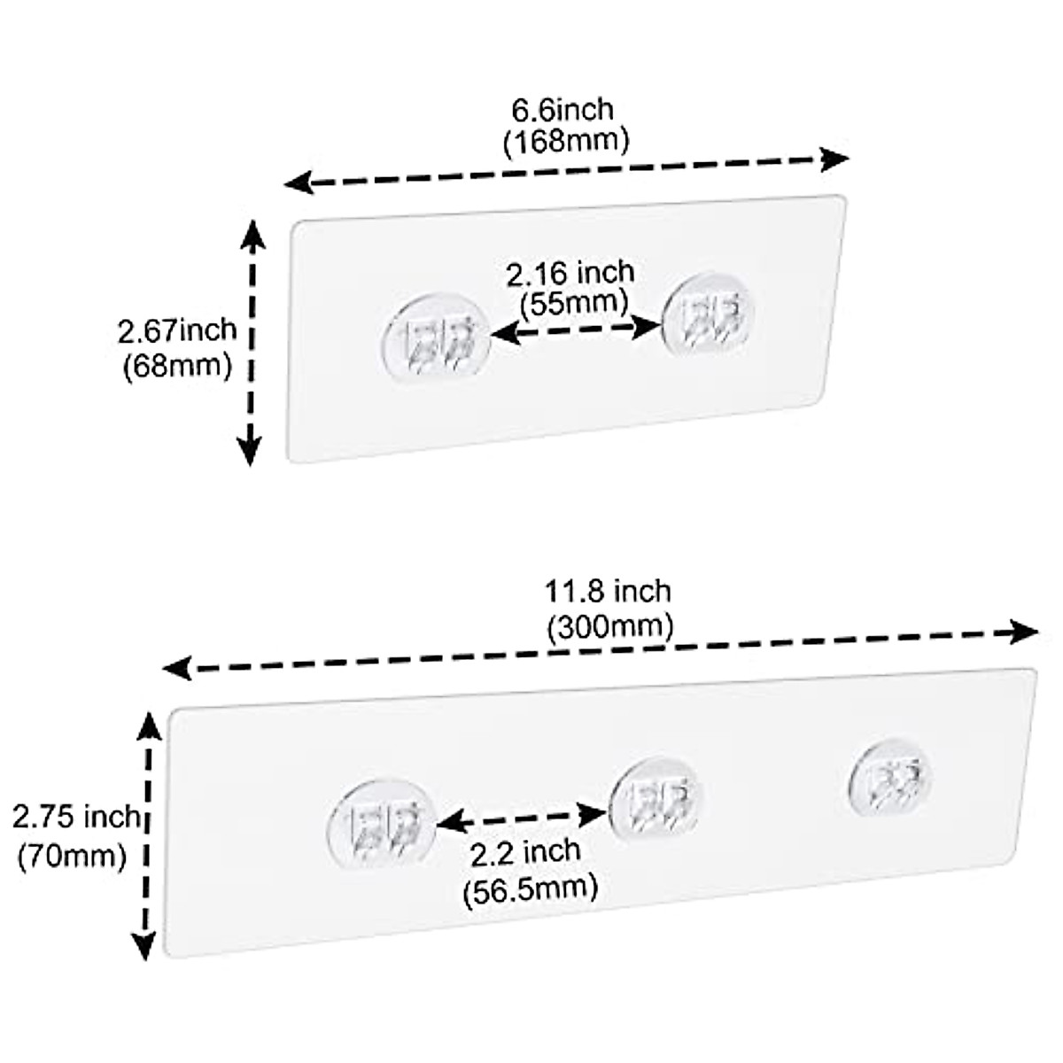 AccEncyc 6 Pack Shower Caddy Adhesive Replacement Heavy Duty Strong Sticky Hooks for Bathroom Shower Caddy Corner Shelf Clear - 2 Pack Three-Hook Adhesive and 4 Pack Double-Hook Adhesive