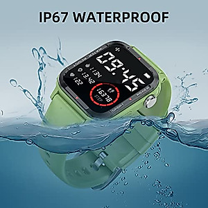 WalkerFit M2 Pro Smart Watch for Men, Fitness Tracker Watch Heart Rate Monitor, Step Tracker, Fitness Watch Smartwatch for Android for iPhone Compatible, Waterproof Reloj Inteligente para Hombre,Green
