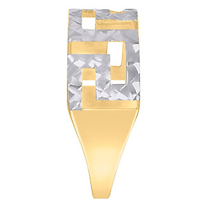 10k Two tone Gold Womens Greek Key Fashion Ring Measures 7.3mm Long Jewelry for Women