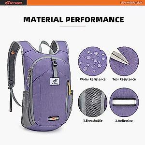 SKYSPER 10L Hiking Backpack Small Hiking Daypack Packable Lightweight Travel Day Pack for Women Men(Purple)