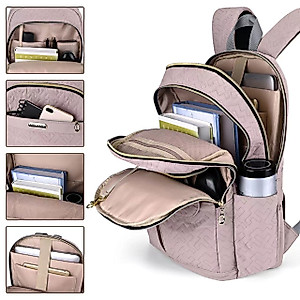 Laptop Backpack for Women Travel Backpack HXLGMD 17 Inch Computer Bags College School Bookbags with USB Charging Hole,Large Capacity Computer Backpacks for Work Business, Pink