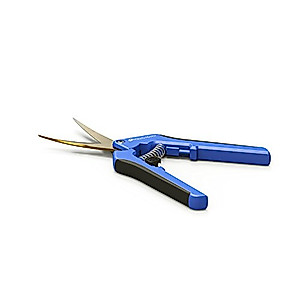 2 Pack Curved Tip Trimming Scissors with Spring-Loaded Comfort Grip Handles and Titanium Coated Blades
