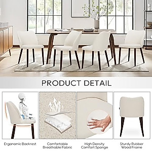 COLAMY Upholstered Dining Chairs Set of 4, Modern Fabric Dining Room Kitchen Side Chair with Padded Seat and Wood Legs for Restaurant/Cafe, Beige
