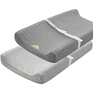 BlueSnail Comfortable and Breathable Changing Pad Cover - Soft, 2pk, Jacquard Flannel Design (Grey)