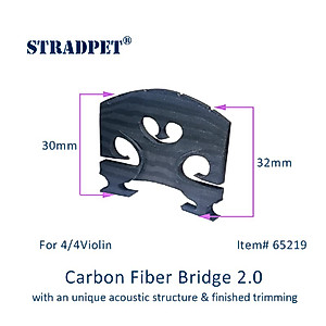 STRADPET Carbon Fiber Bridge 2.0 with an unique acoustic structure & finished trimming for 4/4 violin