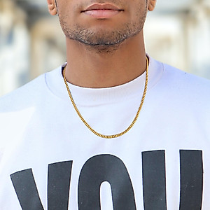 GLIVEOR Gold Chain for Men Women, 18K Gold Over Cuban Link Chain for Men 22 Inch Gold Chain for Men 3.5mm Diamond Cut Gold Chain Necklace for Men Gold Chains