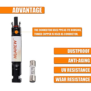 HUAREW 30A Waterproof in-Line Solar Fuse Holder,PV Inline Fuse Holders 30 Amp for Solar Panel and Solar Controller, Black,with Fuse