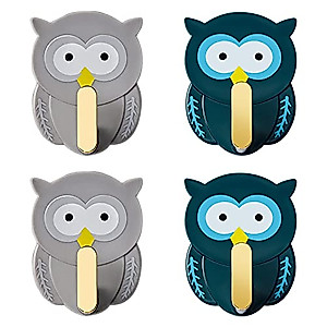 ESPETIO Hooks for Hanging, Wall Hooks for Keys Towels Purses Hats Caps Scarves, Decorative Hook for Bathroom Door Kitchen Shower Room Office Desktop Organizer - 4PCS(Grey Blue)