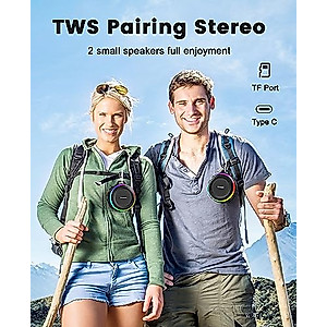 Kunodi Bluetooth Shower Speaker with IPX7 Waterproof, Dynamic Lights, Crisp Clear Sound, True Wireless Stereo, Clip Portable for Pool Beach Boat Kayak Float Golf