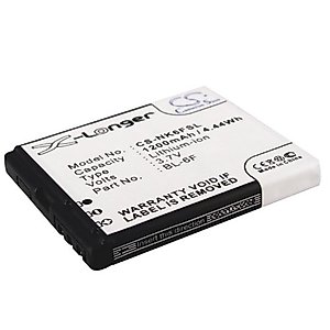 XSP 1100mAh Replacement Battery N6F10T BL-6F MN Cubo A688 N95 8GB N78 N79 E65 N95 X5-SCDMA 6290 6710 Navigator N96 N93 N93i C5-SCDMA X5-01 6210 Navigator