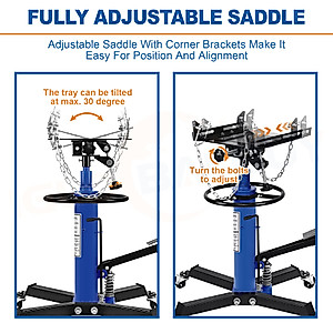 Iglobalbuy Transmission Jack Lift 1322lbs, 2 Stage Adjustable Telescoping Hydraulic Transmission Jack, High Lift Dual Telescopic Trans Jacks Hoist w/Pedal, 34" to 68" Lifting Range