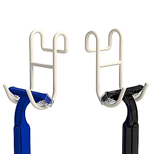 Jovware White Shower Caddy Hooks, Shower Caddy White Razor Hooks, Razor Hanger for Shower, White Shower Shelf Hooks, Shower Hooks for Loofah, Razor Holder 2 Pack Open