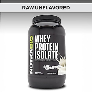 NutraBio Whey Protein Powder Isolate Supplement – 25g of Protein Per Scoop with Complete Amino Acid Profile - Soy and Gluten Free Protein Powder - Zero Fillers and Non-GMO - Raw Unflavored - 2 Lbs.