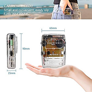 Retekess TR624 Portable Radio AM FM, Pocket Mini Radio, Clear Radio with Crystal Headphone, Powered by AAA Battery, Suit for Indoor Outdoor (Clear)