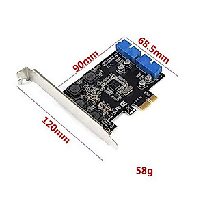 PCI-E X1 to 2 Ports 19 Pin USB 3.0 Header PCI Express to Dual 20 Pin USB 3.0 Card