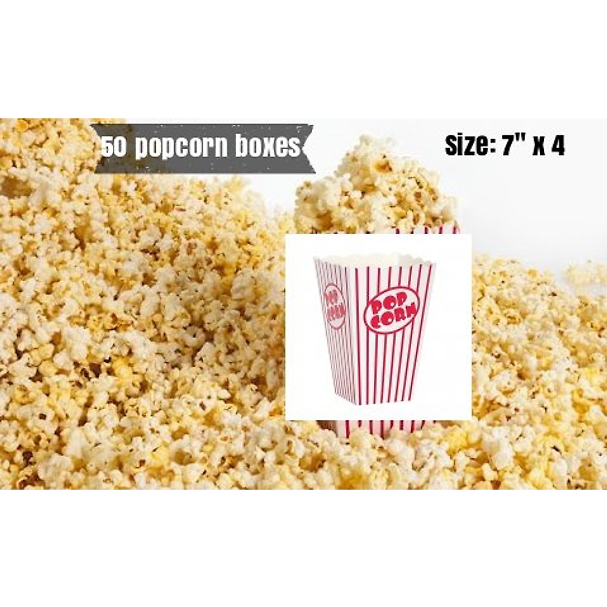 Large Red and White Popcorn Boxes for Parties - 50 Pack