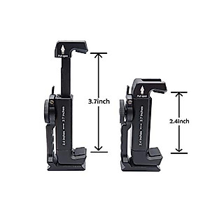 Metal Phone Tripod Mount w Cold Shoe,360 Rotation 1/4'' Screw Tripod Phone Holder Compatible with iPhone X 11 12 13 Pro Max Smartphone Holders Adapter,Cellphone Clamp,Videographer Rig Hot Attachment