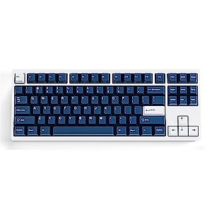 kfaPBT White on Navy Keycap Set for Mechanical Keyboard, 152 Keys Set Custom Keycap Set, Cherry Profile, Compatiable with 100%, 75%, 65%, 60% Keyboards