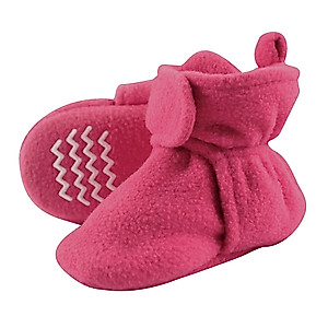 Hudson Baby Unisex-Baby Cozy Fleece Booties Slipper Sock, Dark Pink, 0-6 Months