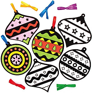 Baker Ross AX572 Christmas Fuzzy Art Ornament - Pack of 15, Festive Tree Ornaments for Creative Art and Craft Activities to Paint and Decorate