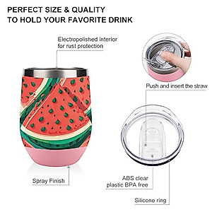 OPTKSNCU 304 Stainless Steel Insulated Cup with Lid, Watermelon Design Print Durable, And Easy to Clean – Ideal for Home, Office, And Gift Giving