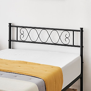 SUNNYFURN Metal Twin Bed Frame Metal Platform Bed Frame with Headboard and Footboard Classic Metal Bed Frame with Iron-Art Sweet Heart for Girls and Boys No Box Spring Needed Noise-Free