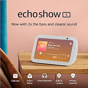 Amazon Echo Show 5 (3rd Gen, 2023 release) | Smart display with 2x the bass and clearer sound | Glacier White