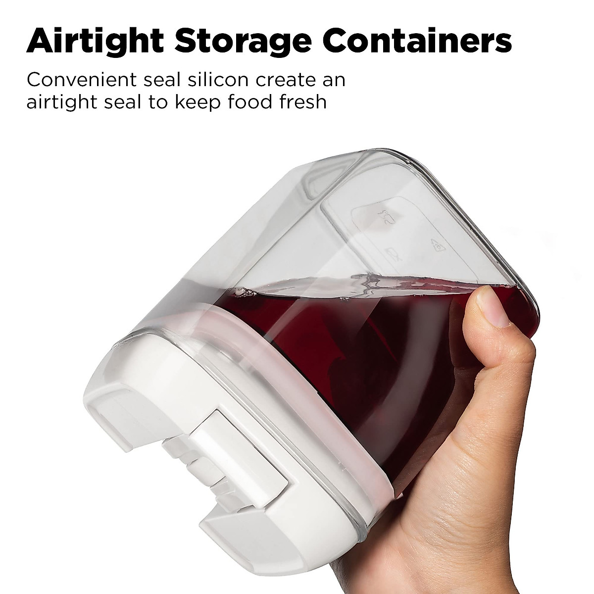 Shazo Airtight 6 Pc Spice Containers Set + 6 Spoons - Durable Clear Plastic Food Storage Containers with Lids - Kitchen Cabinet Pantry Organization for Spices, Herbs, Coffee, Tea etc